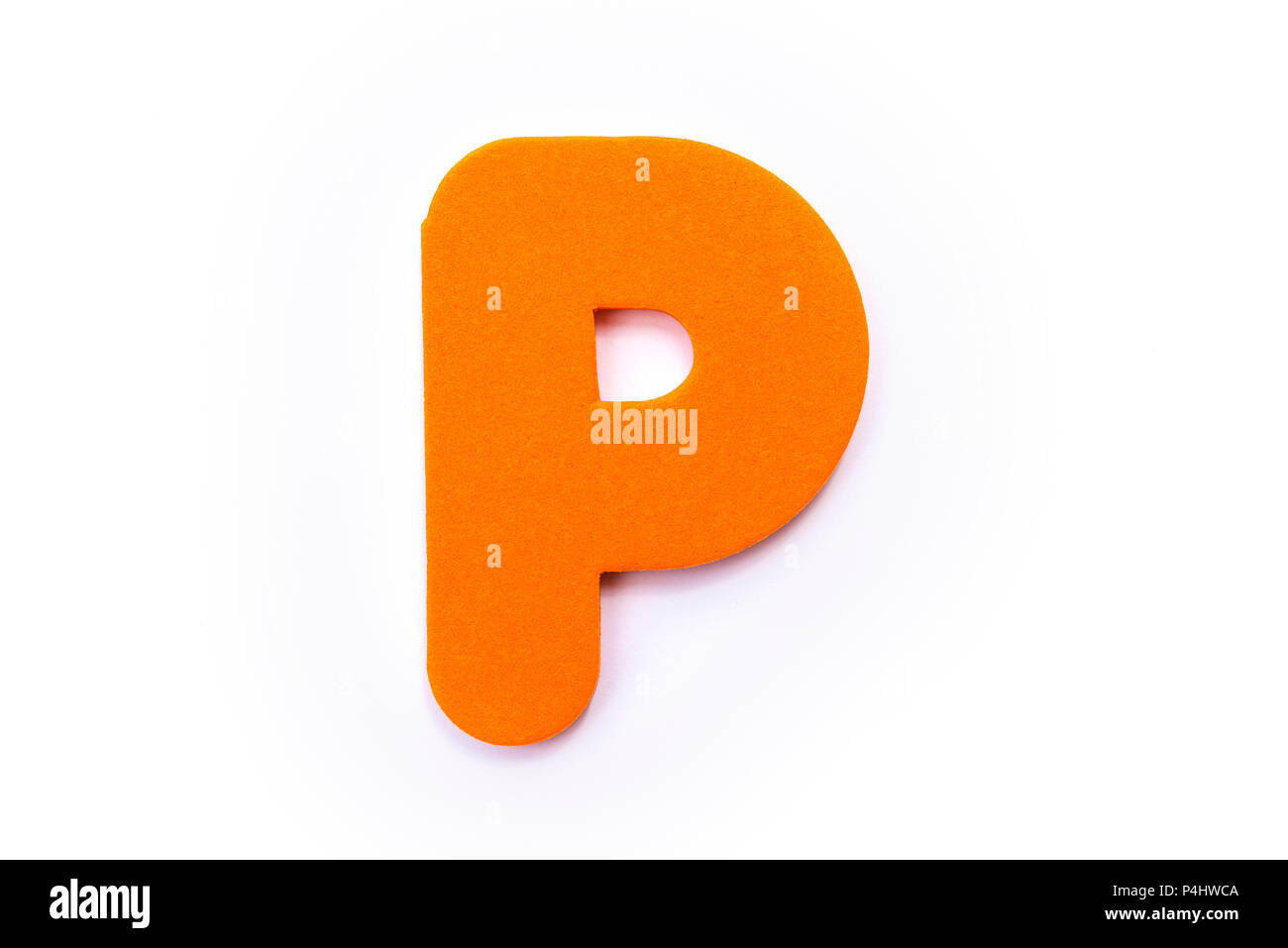 Orange Letter P over a white background Stock Photo - Alamy