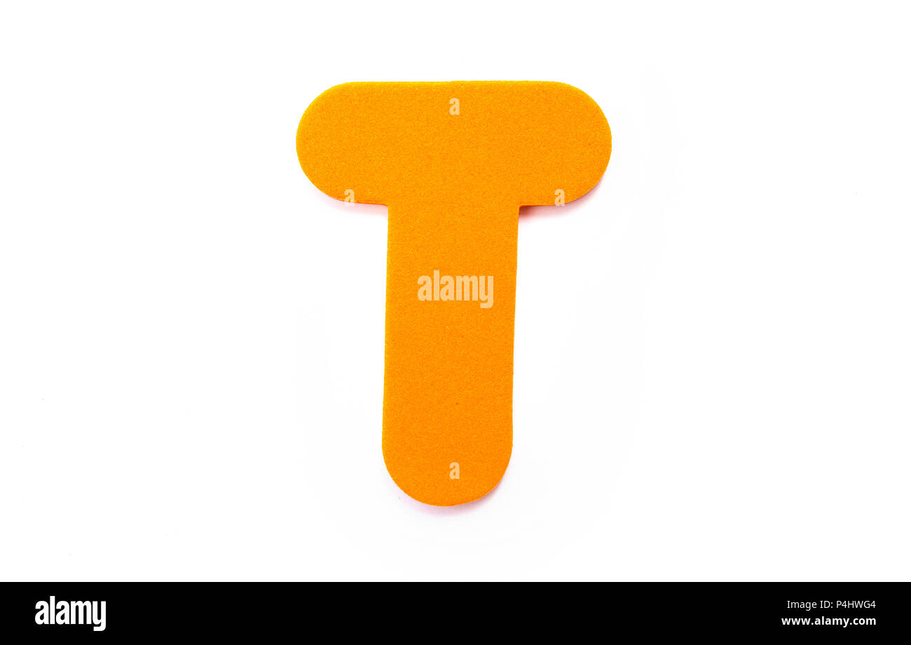 Orange Letter T over a white background Stock Photo - Alamy