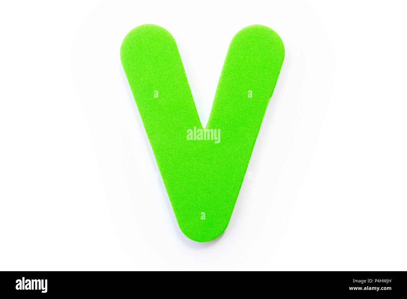 Green Letter V over a white background Stock Photo - Alamy
