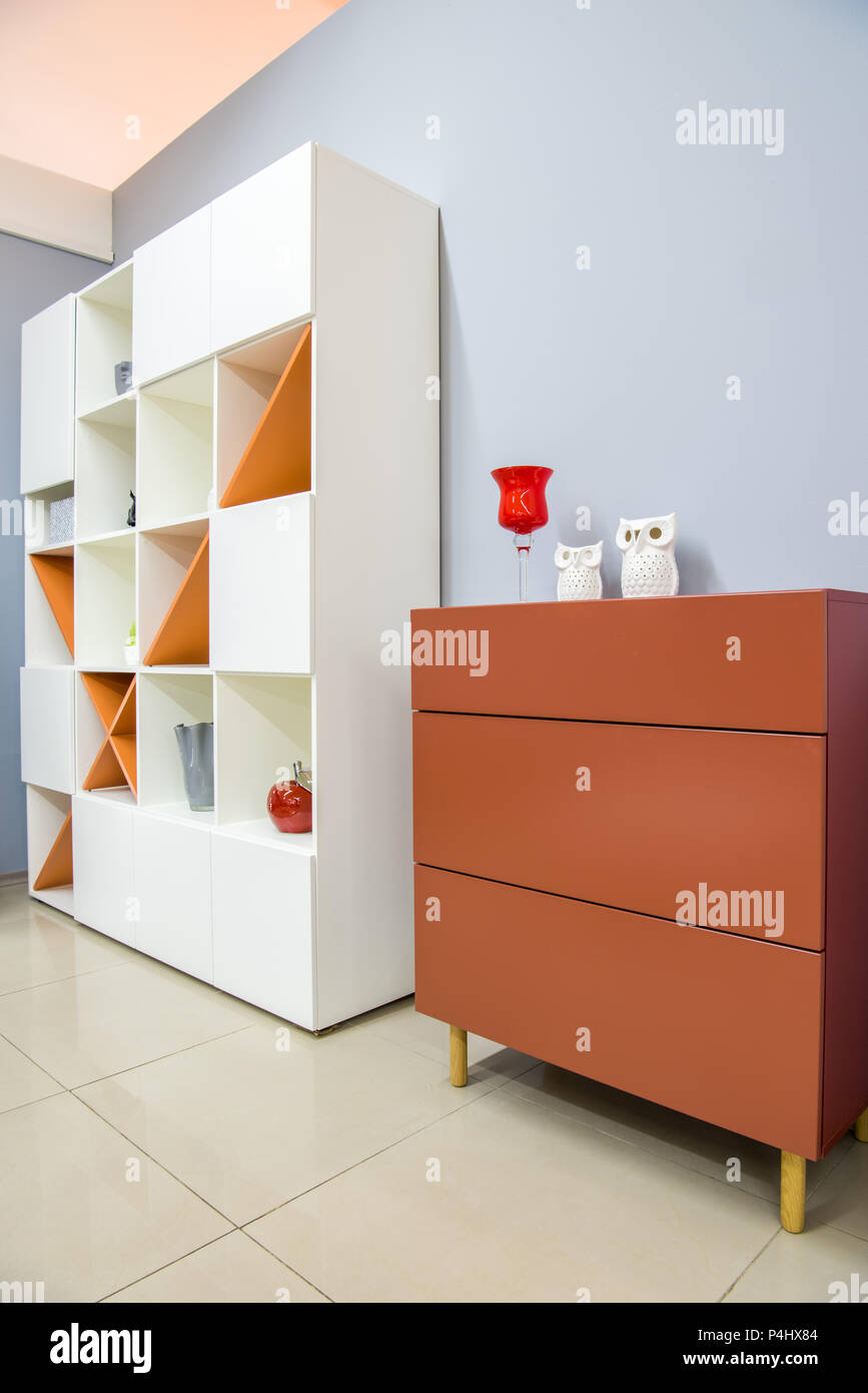 modern living room interior with commode and closet Stock Photo - Alamy