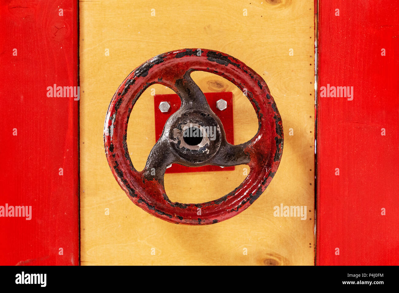 Closing lever in the form of a circle. The valve on the door Stock ...