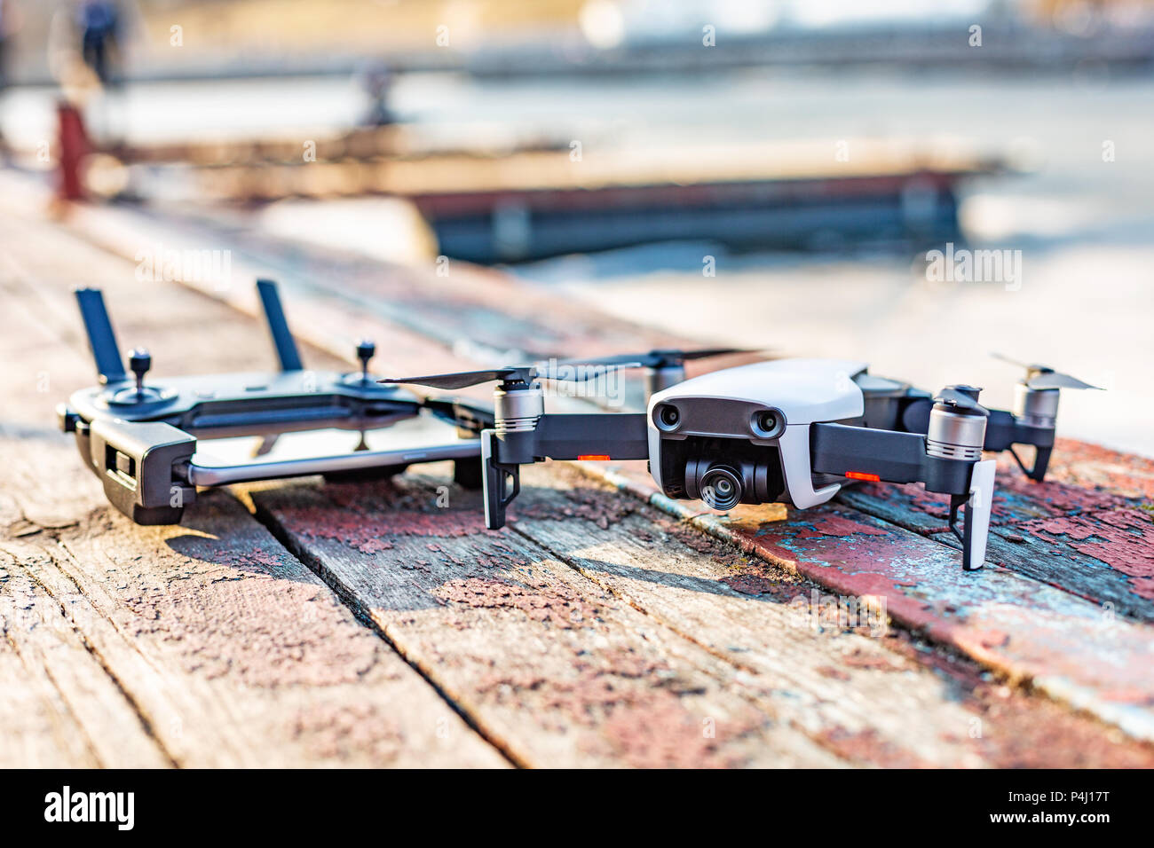 Drone and control panel on an old board Stock Photo - Alamy