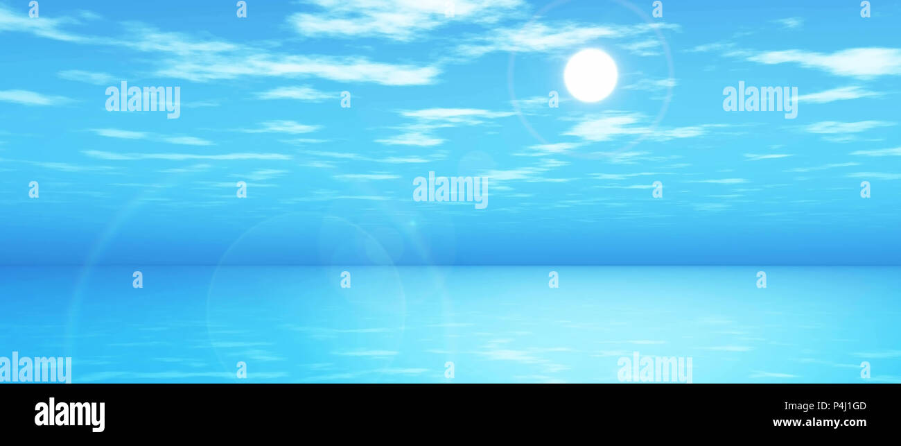 3D render of a widescreen ocean landscape Stock Photo - Alamy