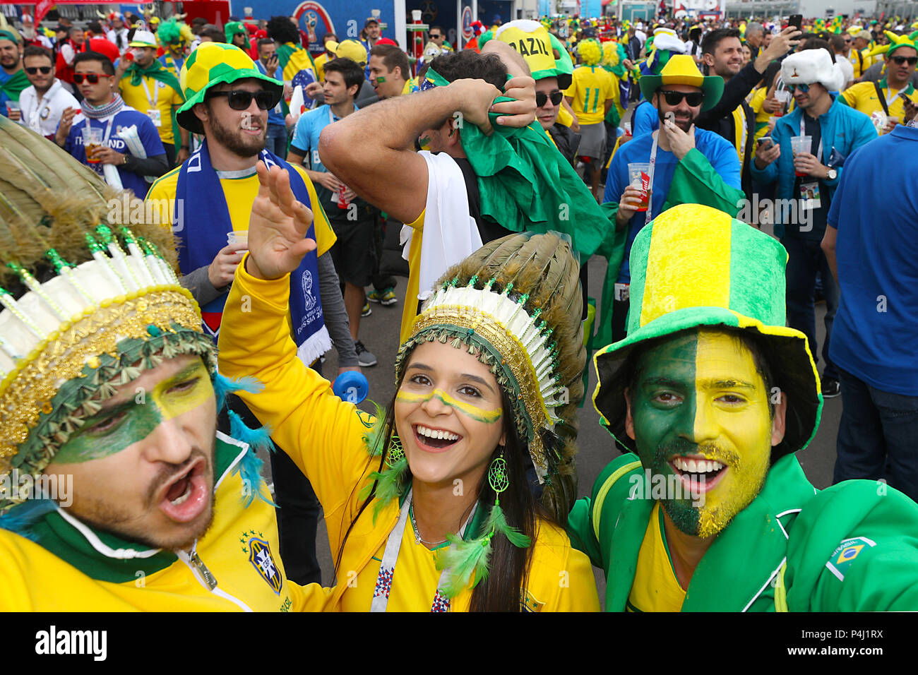 Brazil fans show their support ahead of the FIFA World Cup Group E ...