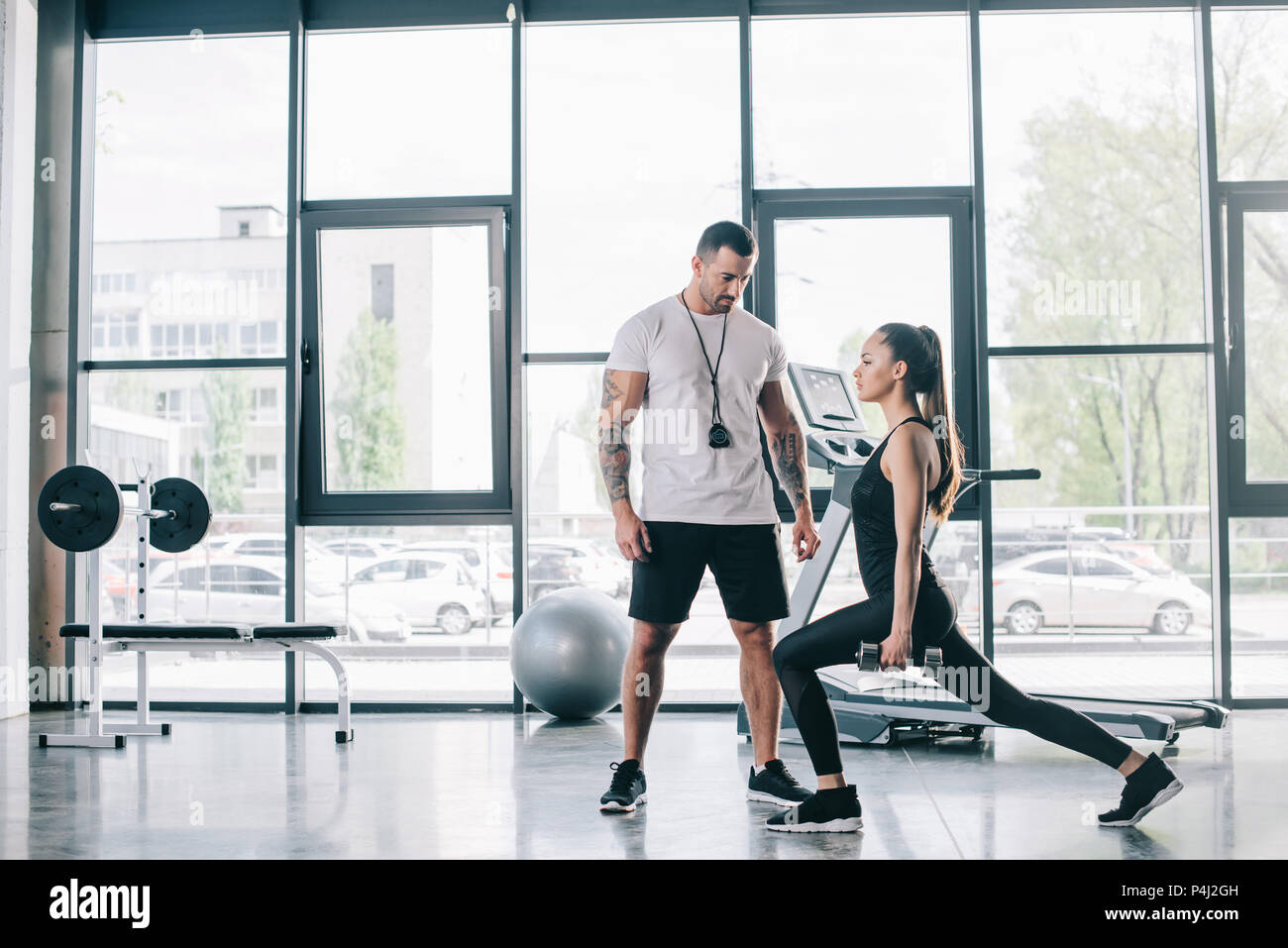 Woman doing sit ups dumbbells hi-res stock photography and images - Alamy