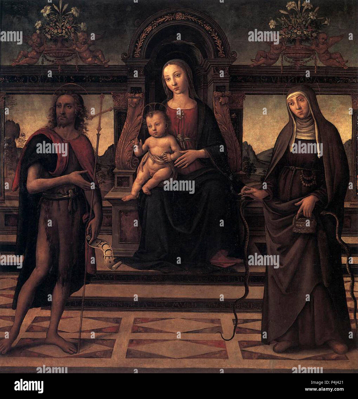 15th-century unknown painters - Virgin and Child with Sts John the Baptist and Verdiana ...