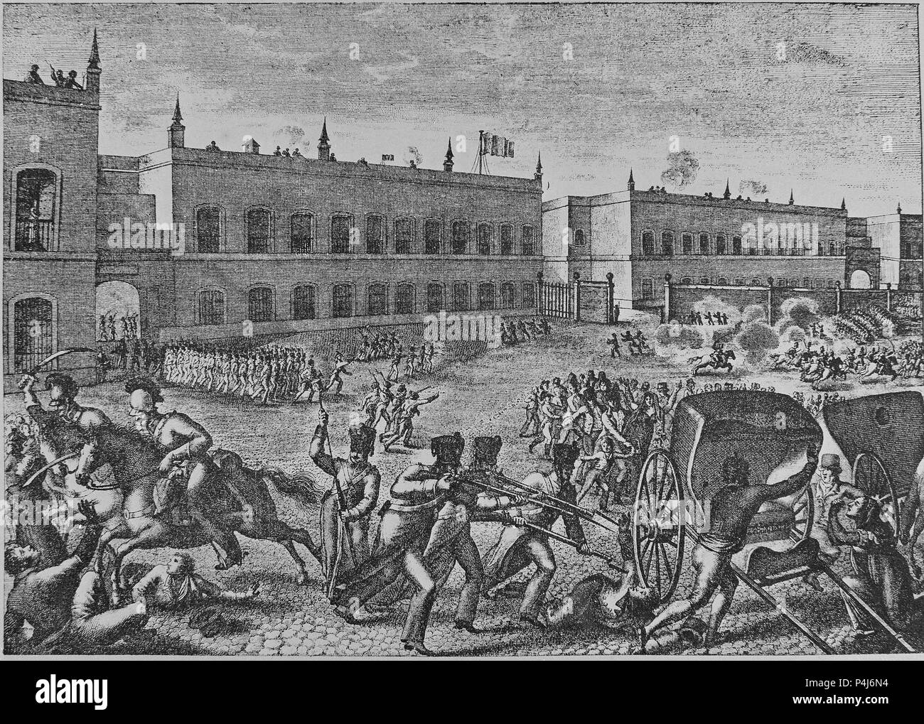 DIA 10 DE MARZO DE 1820 EN CADIZ - PUERTA DE TIERRA - GRABADO SIGLO XIX ...