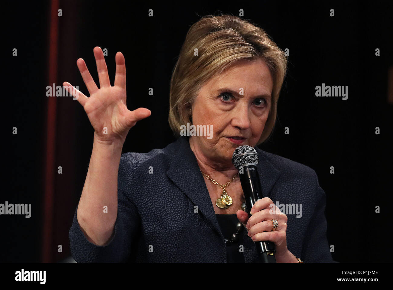 Hillary Clinton gives a lecture in the Edmund Burke Lecture Theatre ...