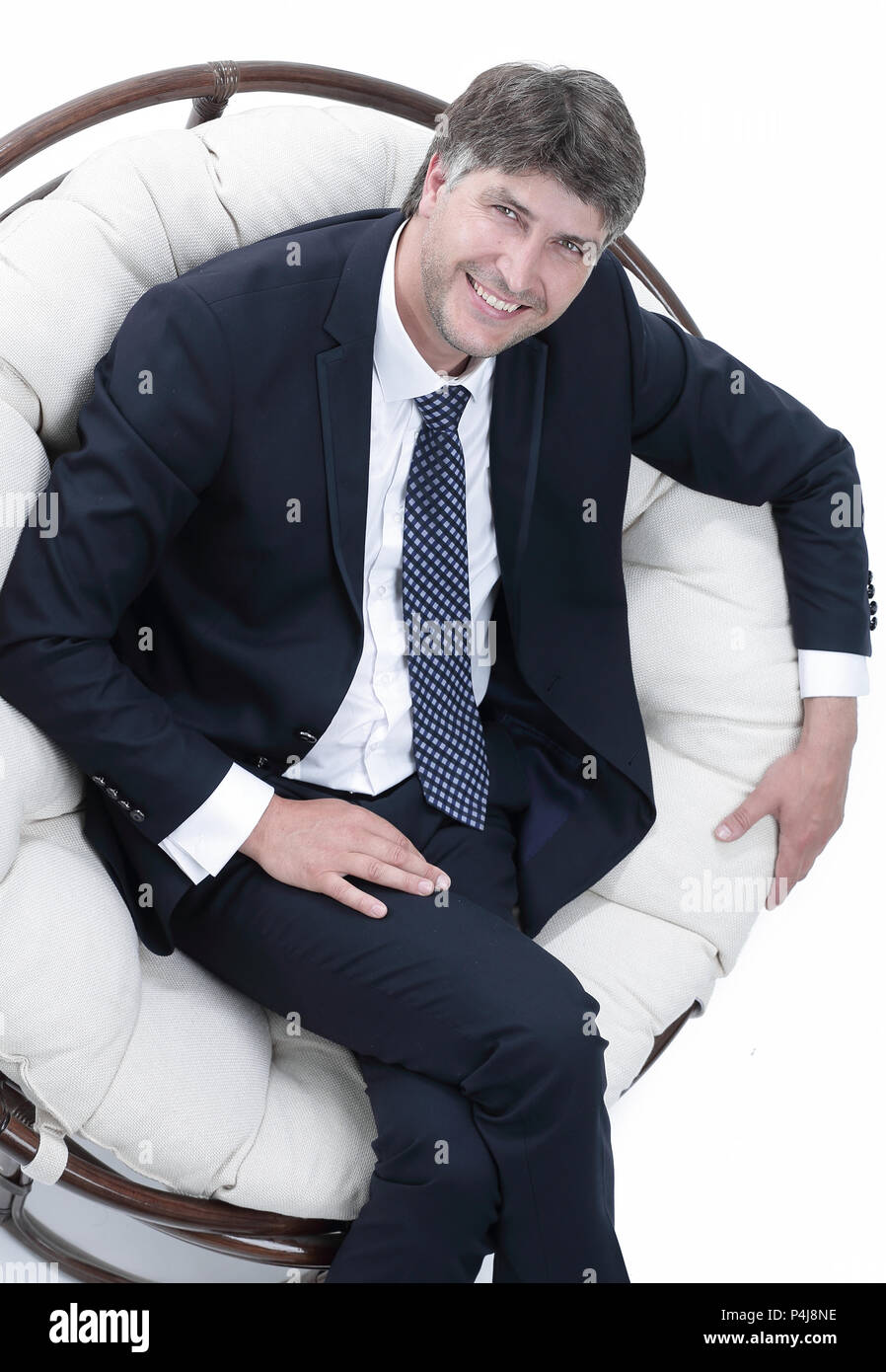 Top view of successful businessman sitting in comfortable chair Stock ...
