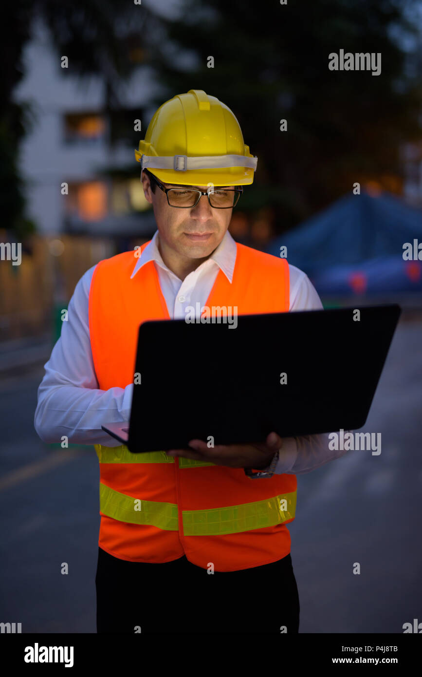 Handsome Persian man construction worker at the construction sit Stock ...