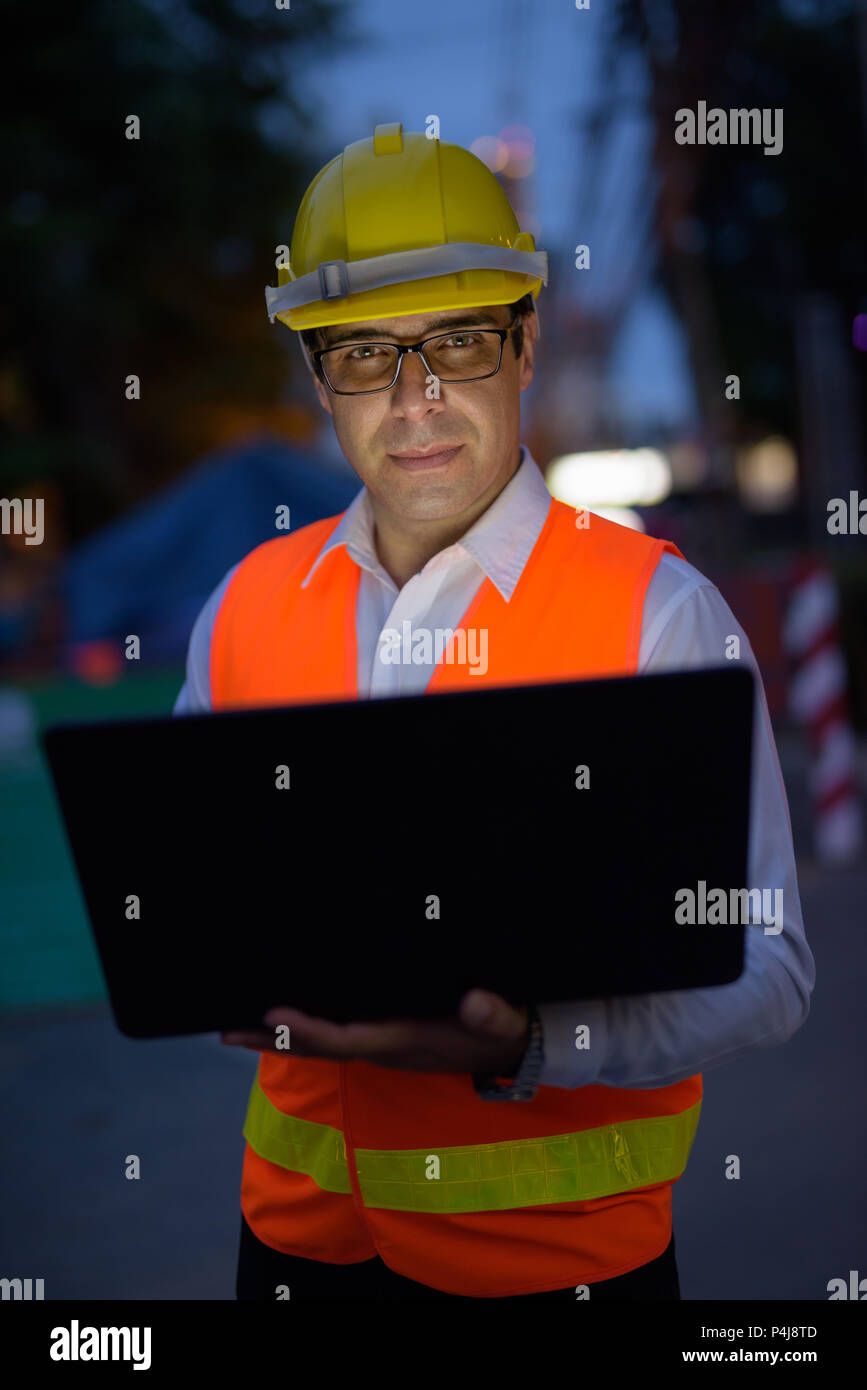 Handsome Persian man construction worker at the construction sit Stock ...