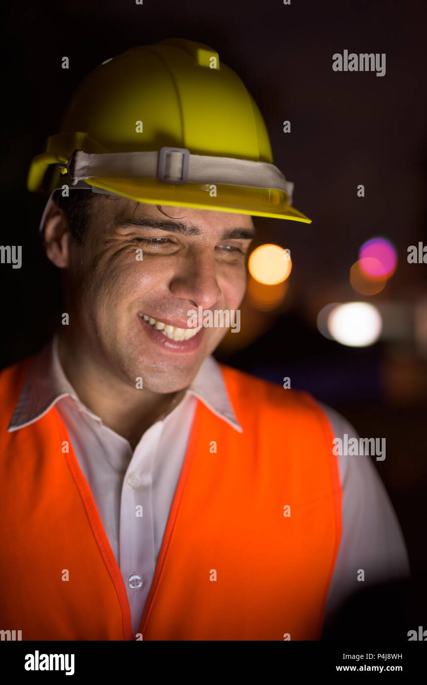 Handsome Persian man construction worker at the construction sit Stock ...