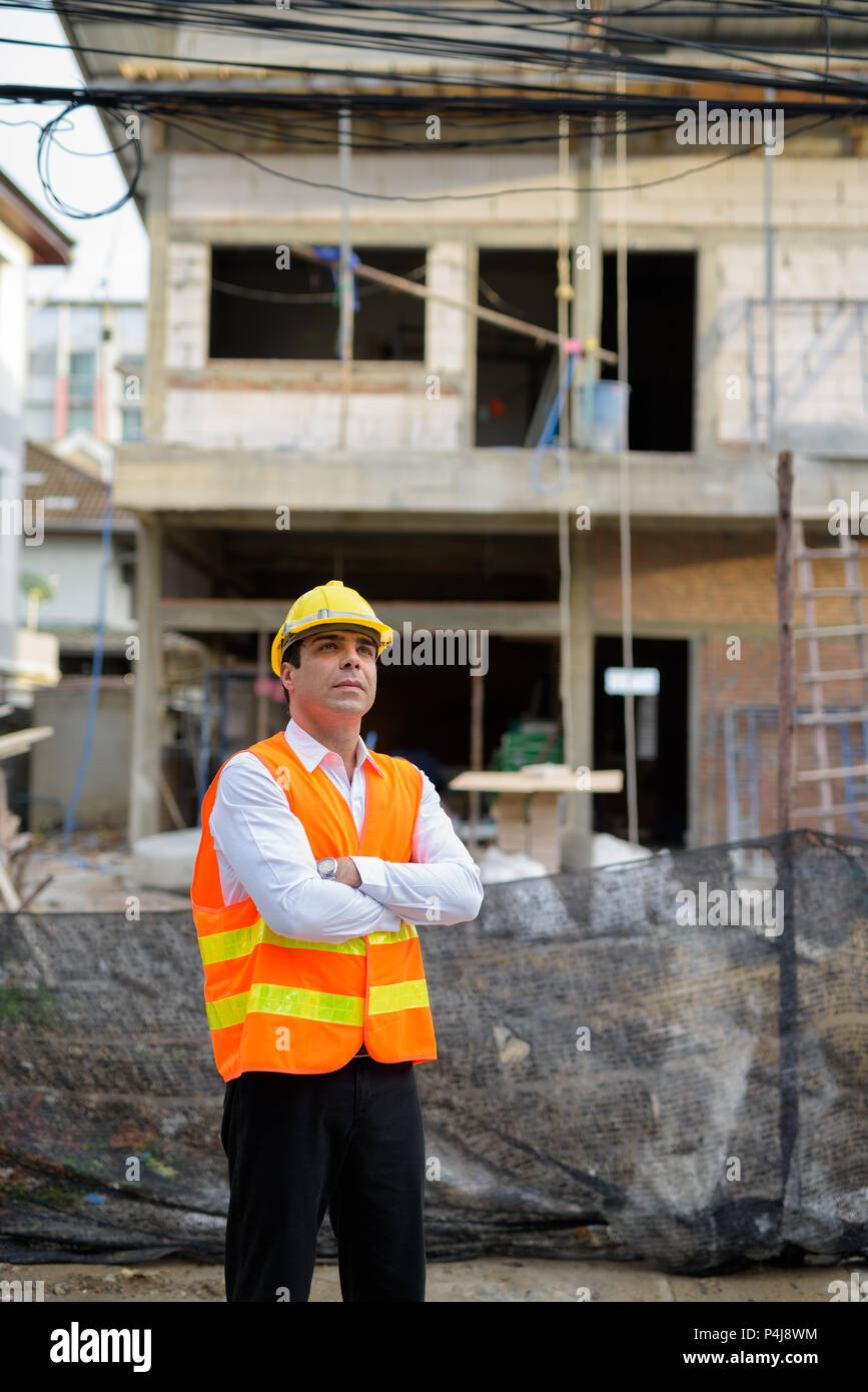 Handsome Persian man construction worker at the construction sit Stock ...