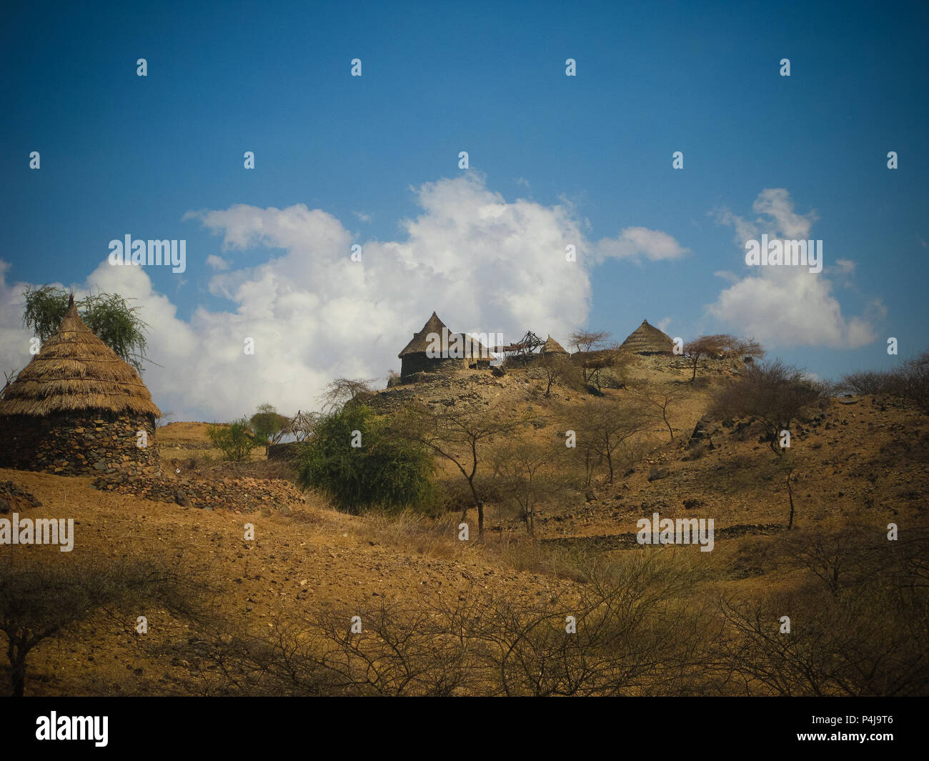 View to Bilen aka Bogo or Agaw tribe village near Keren, Anseba region ...