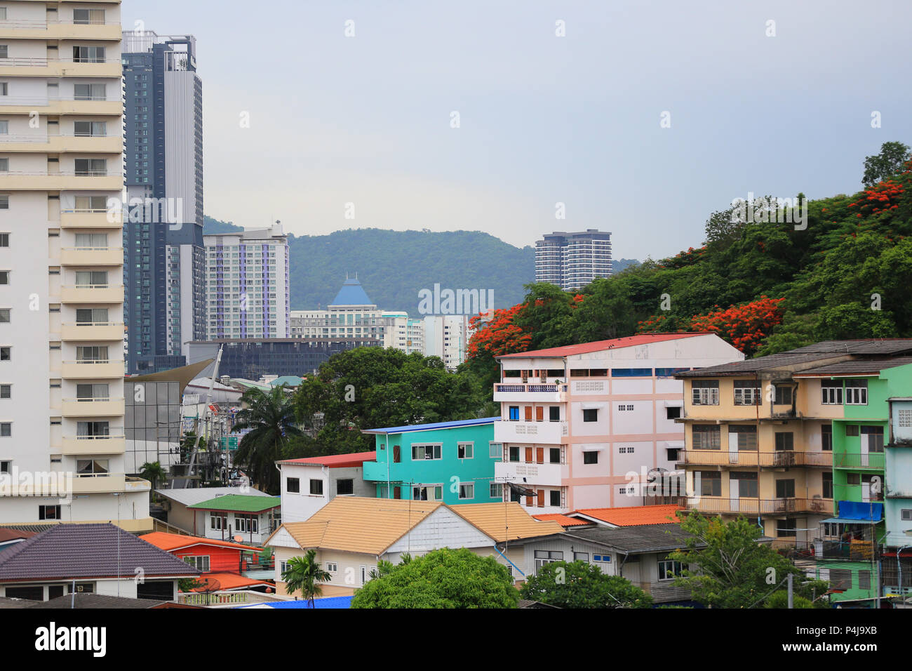 Community of Sriracha city of Thailand in the high corner in the ...