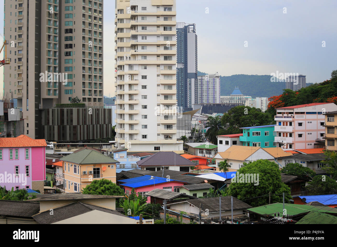 Community of Sriracha city of Thailand in the high corner in the ...