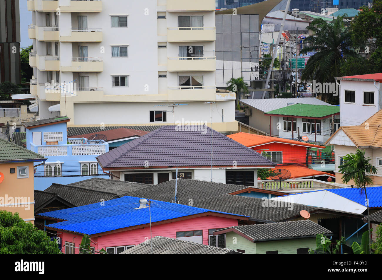 Community of Sriracha city of Thailand in the high corner in the ...