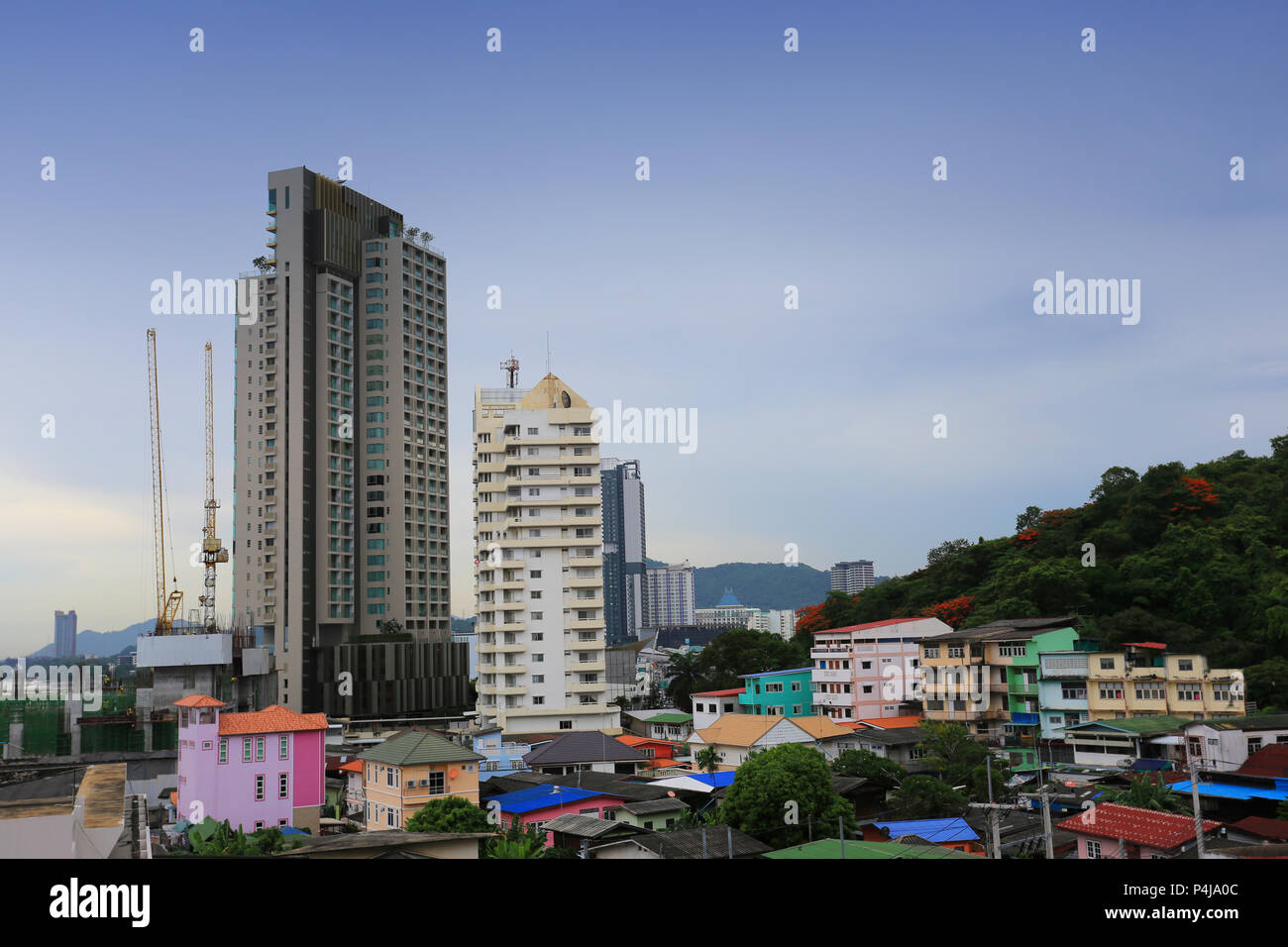 Community of Sriracha city of Thailand in the high corner in the ...