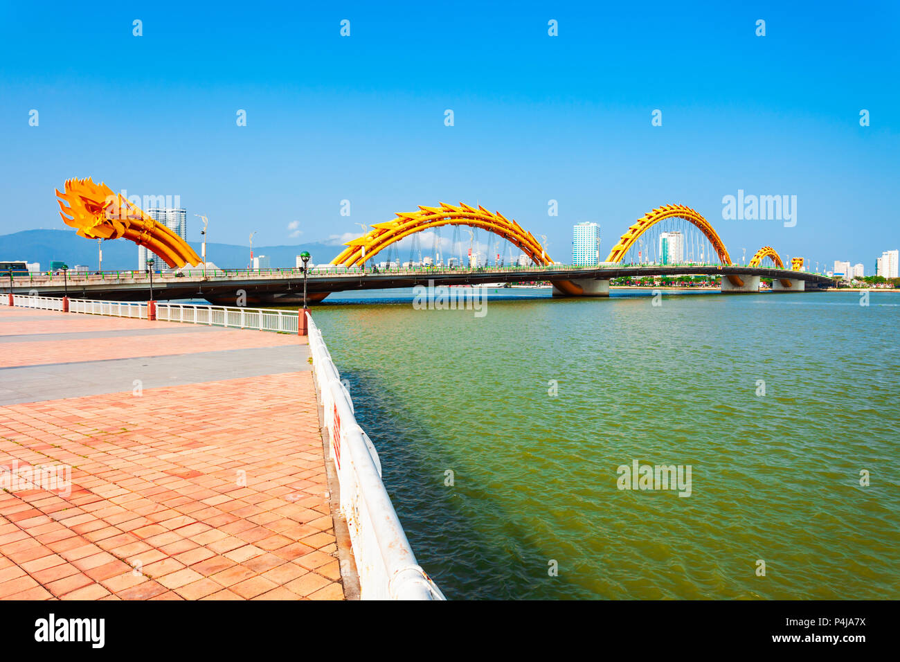 Danang Dragon bridge through Han river in Da Nang city in Vietnam Stock ...