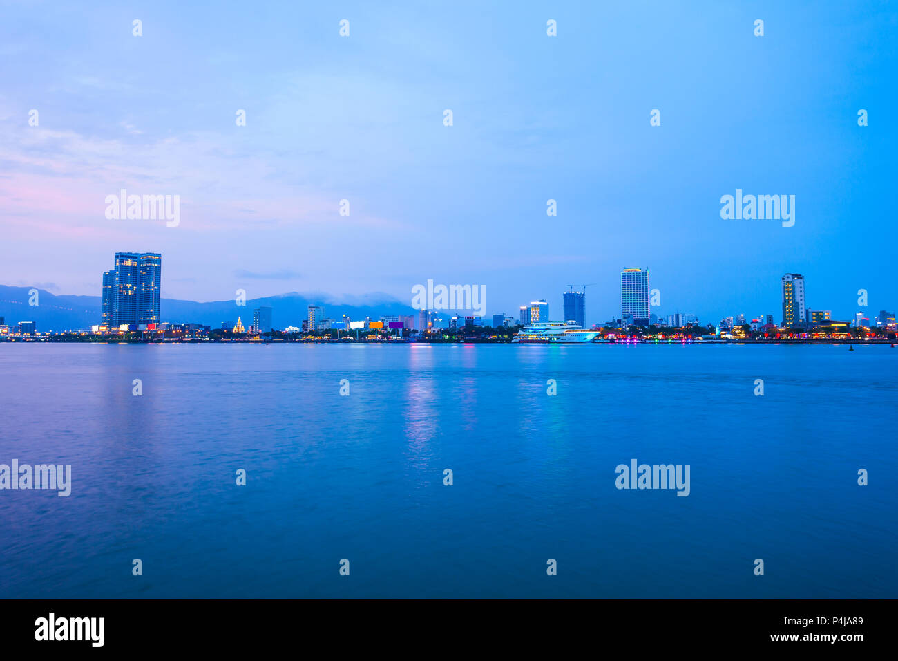 Da Nang city centre skyline aerial panoramic view. Danang is the fourth ...