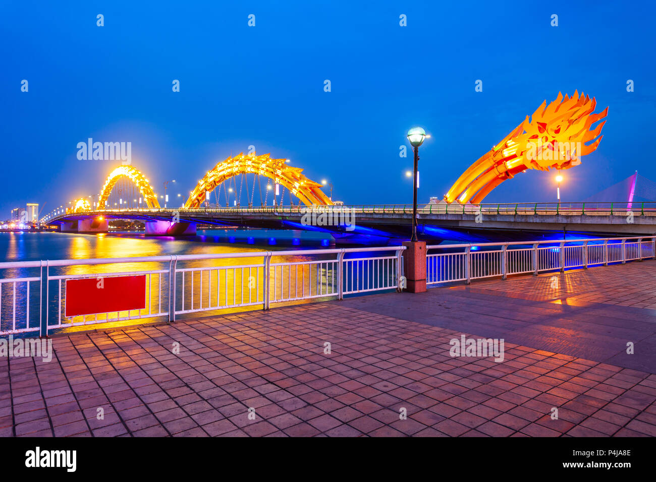 Danang Dragon bridge through Han river in Da Nang city in Vietnam Stock ...