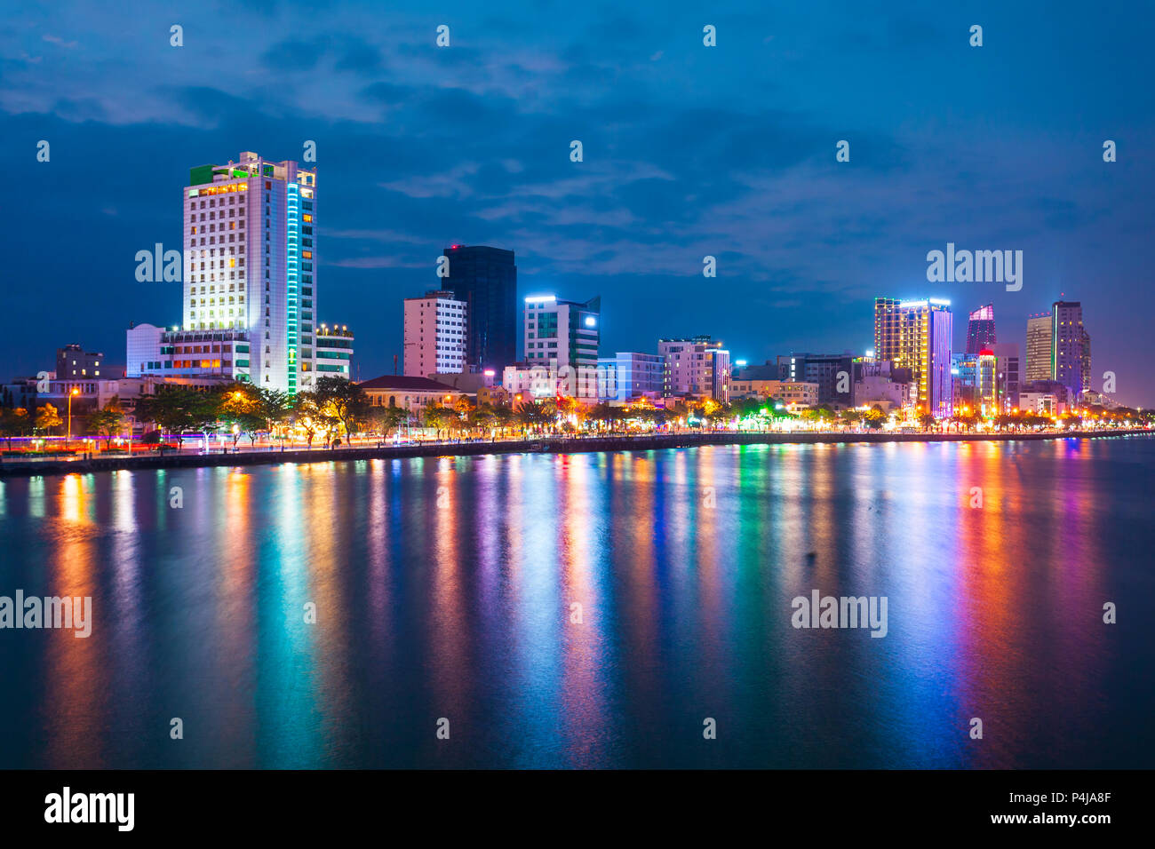 Da Nang city centre skyline aerial panoramic view. Danang is the fourth ...