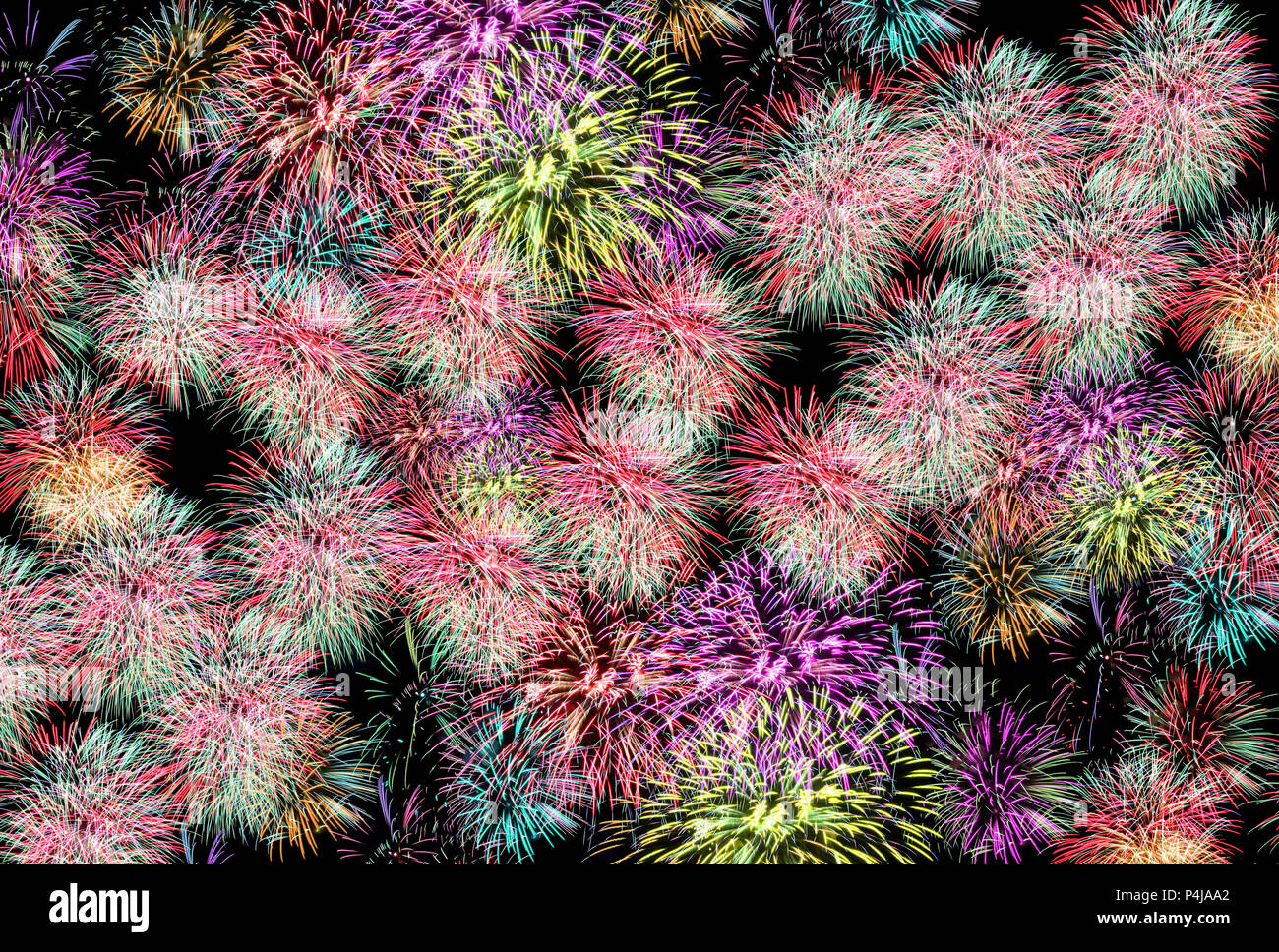 Variety of colors Mix Fireworks or firecracker background in the ...