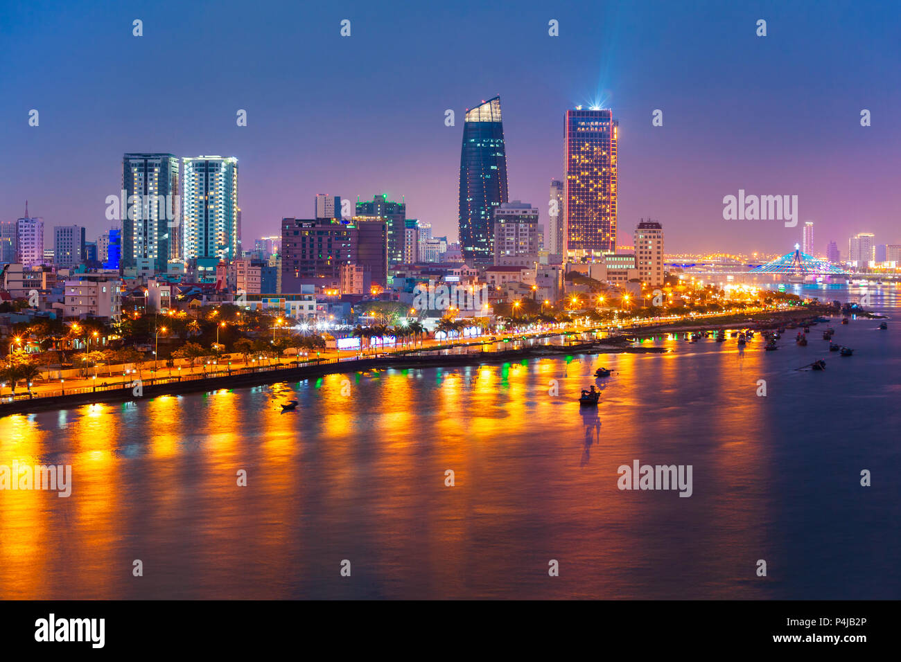Da Nang city centre skyline aerial panoramic view. Danang is the fourth ...