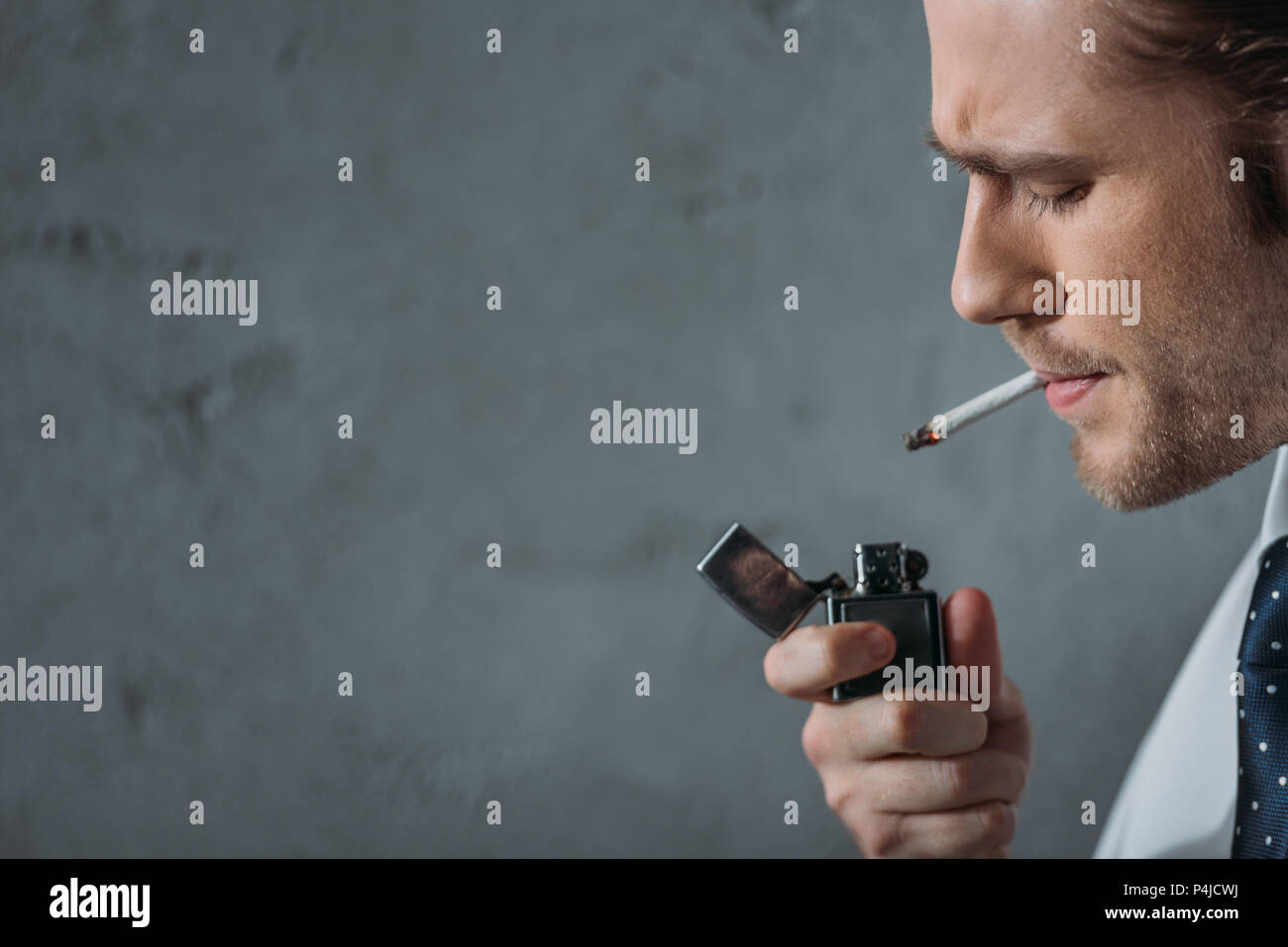 Sad Man Smoking Caucasian High Resolution Stock Photography and Images ...