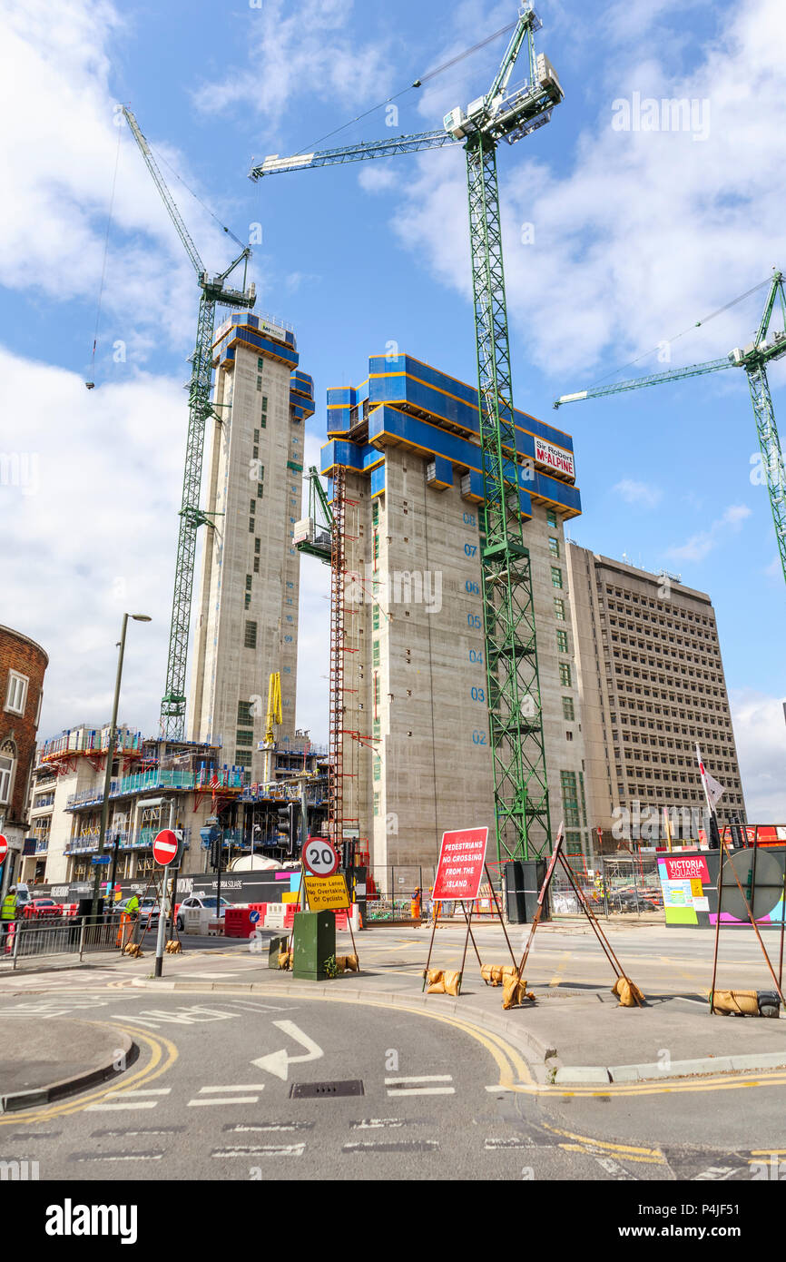 Cores of the partly built new Victoria Square high rise retail shopping ...