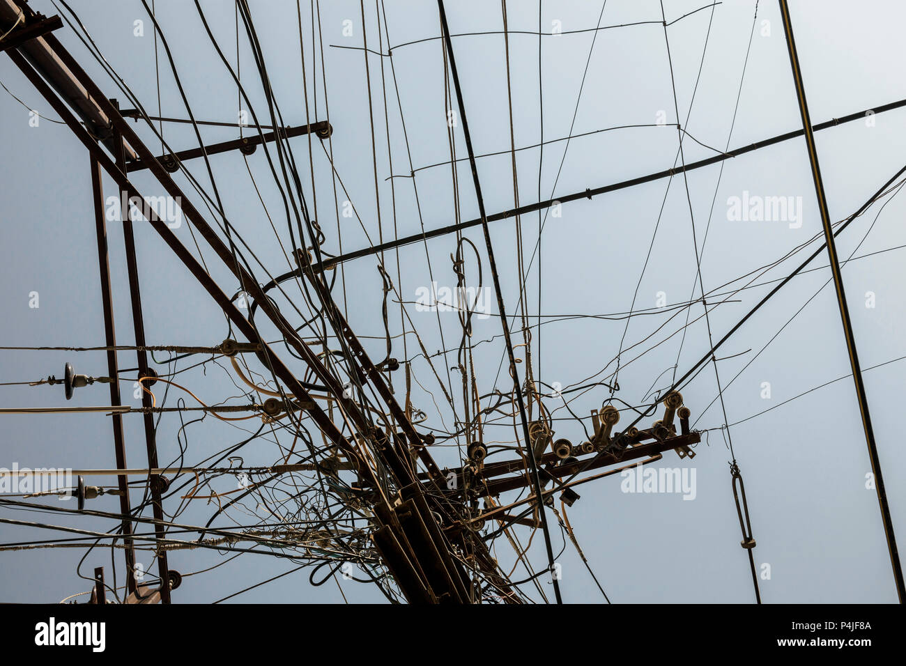 Electricity wire tangle post due to poor planning on installing the ...