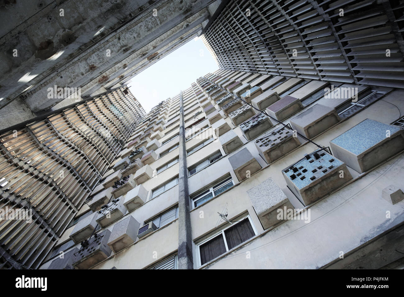 Big old apartment block in poor neighborhood, Havana, Cuba Stock Photo ...