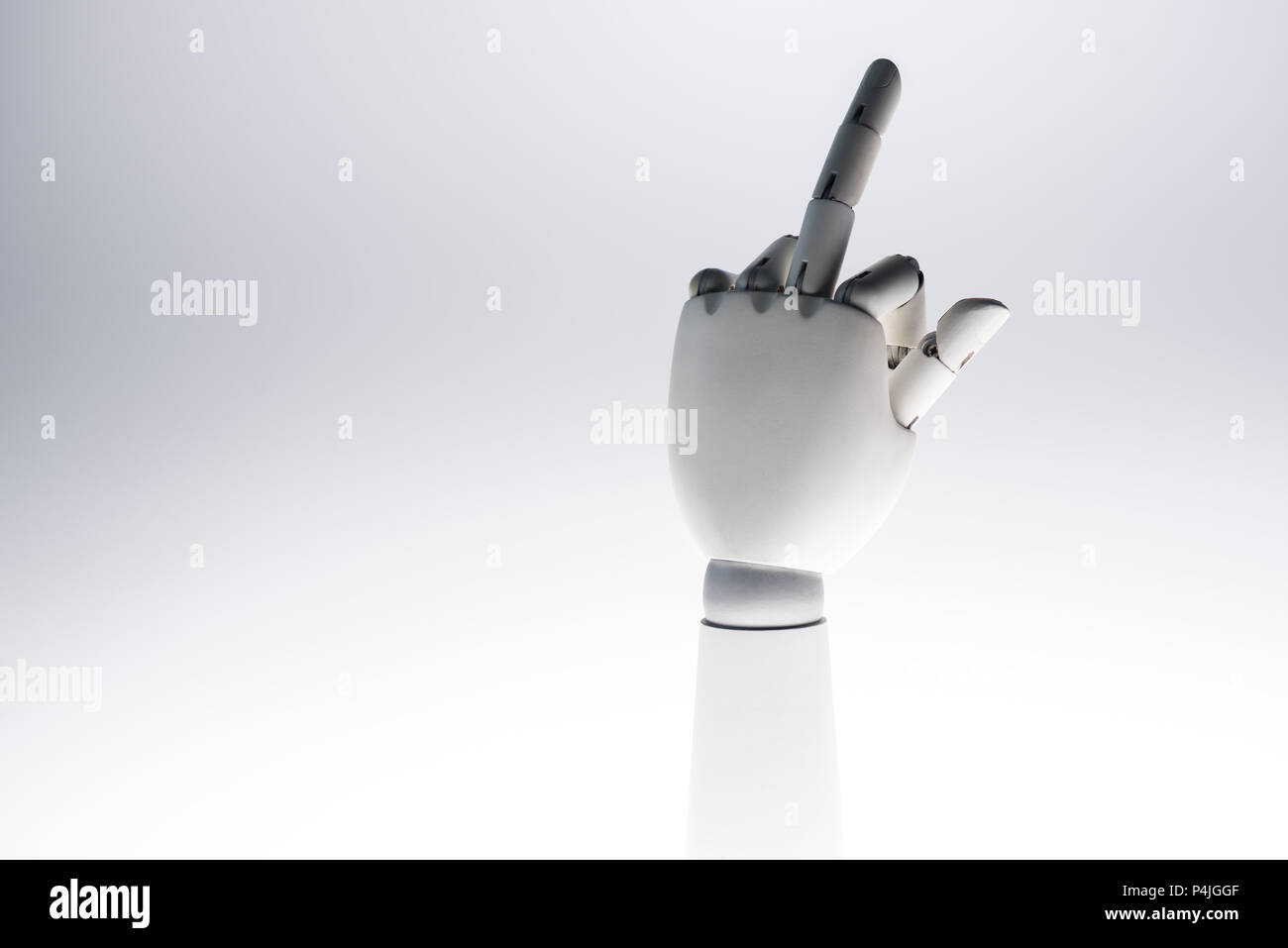 robot hand showing middle finger isolated on grey Stock Photo - Alamy