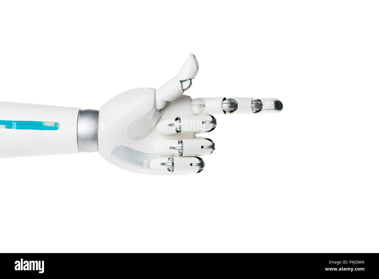 robot hand pointing on something isolated on white Stock Photo - Alamy