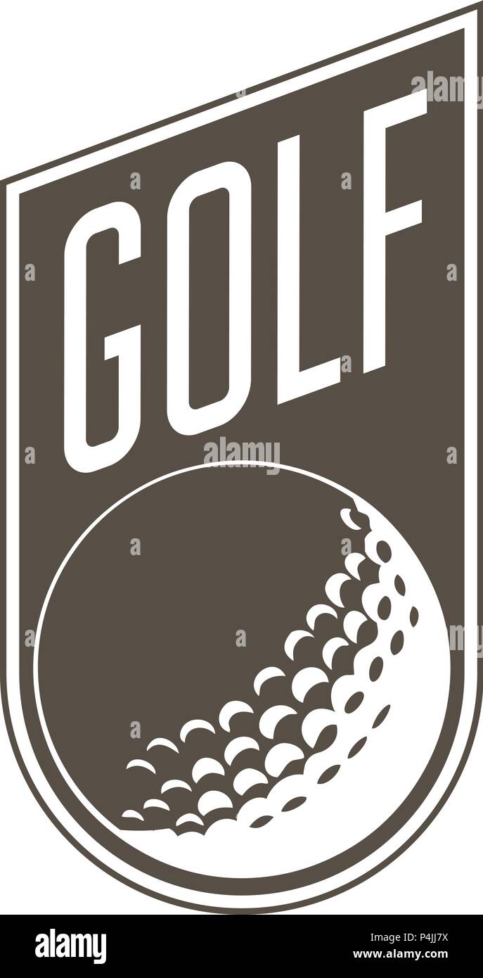 Golf tournament emblem or label - golf ball on retro sticker Stock ...