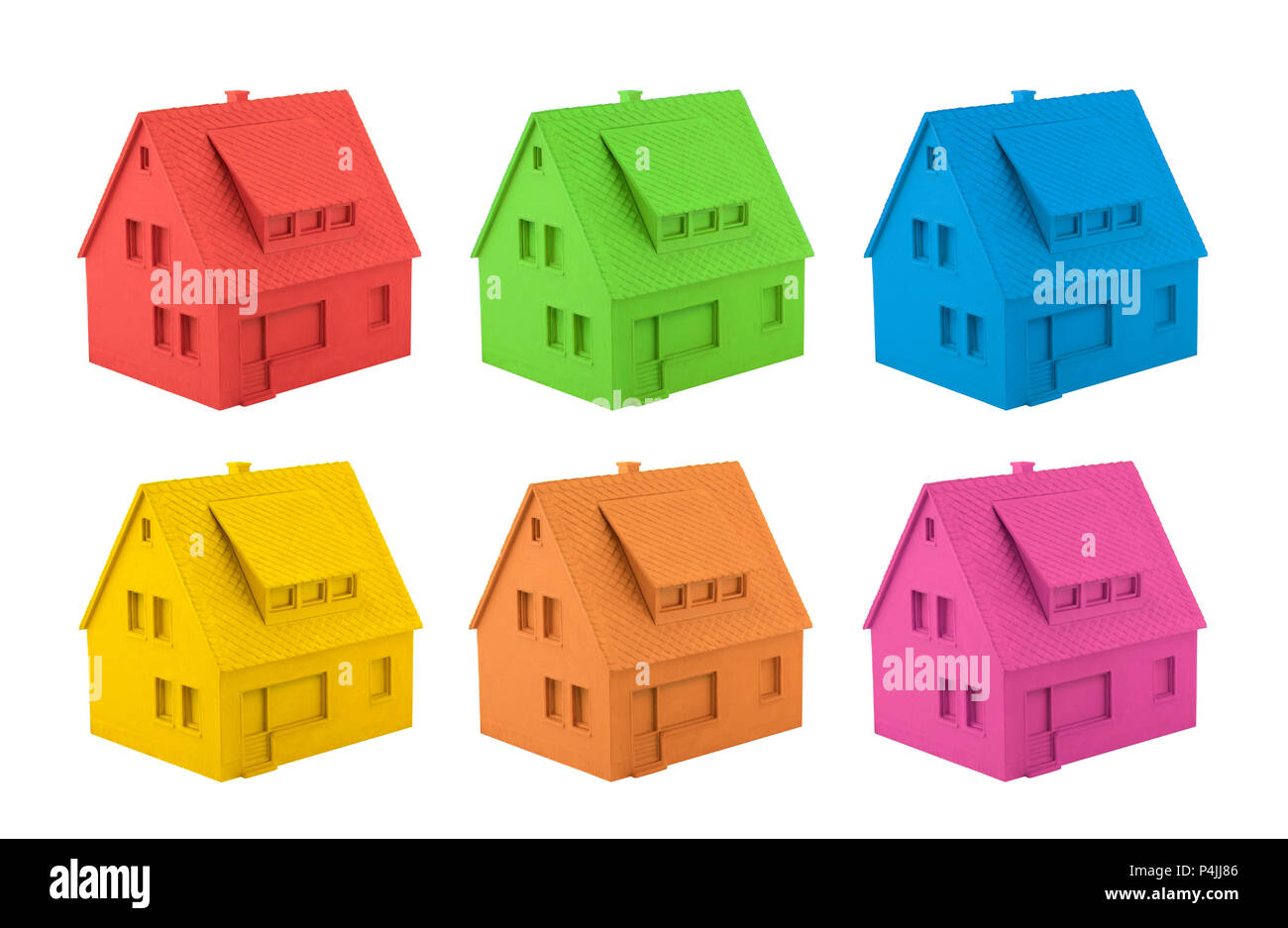 Colorful house miniatures isolated on white background Stock Photo - Alamy