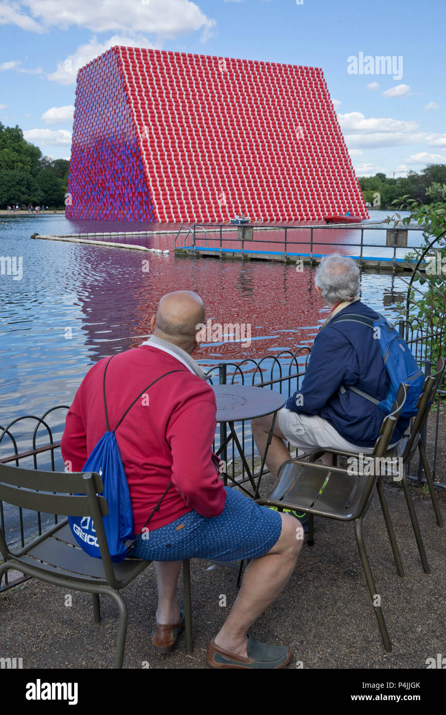 Tourists view the 'Alien mothership' mastaba floats installation made ...