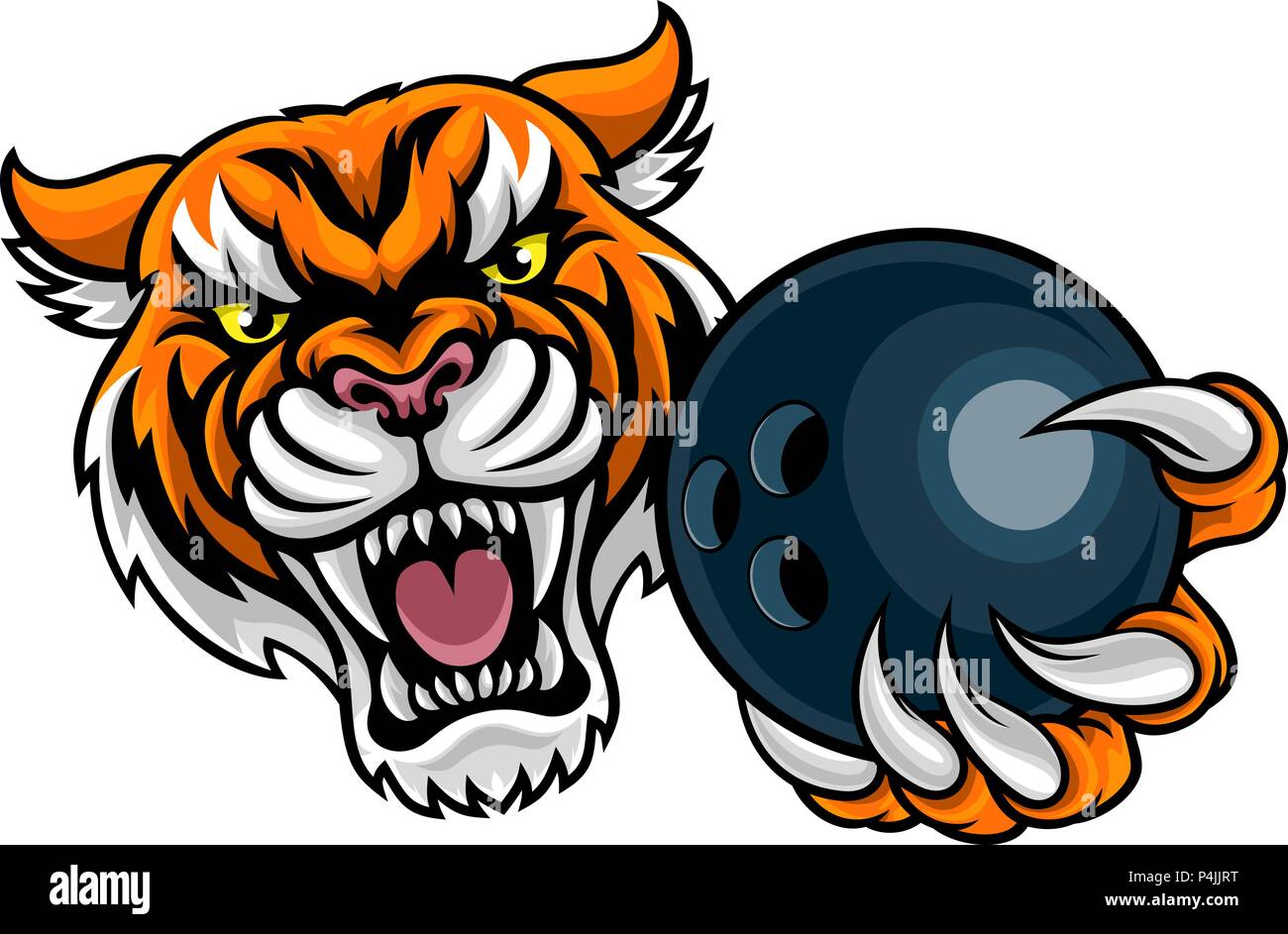 Tiger Holding Bowling Ball Mascot Stock Vector Image & Art - Alamy