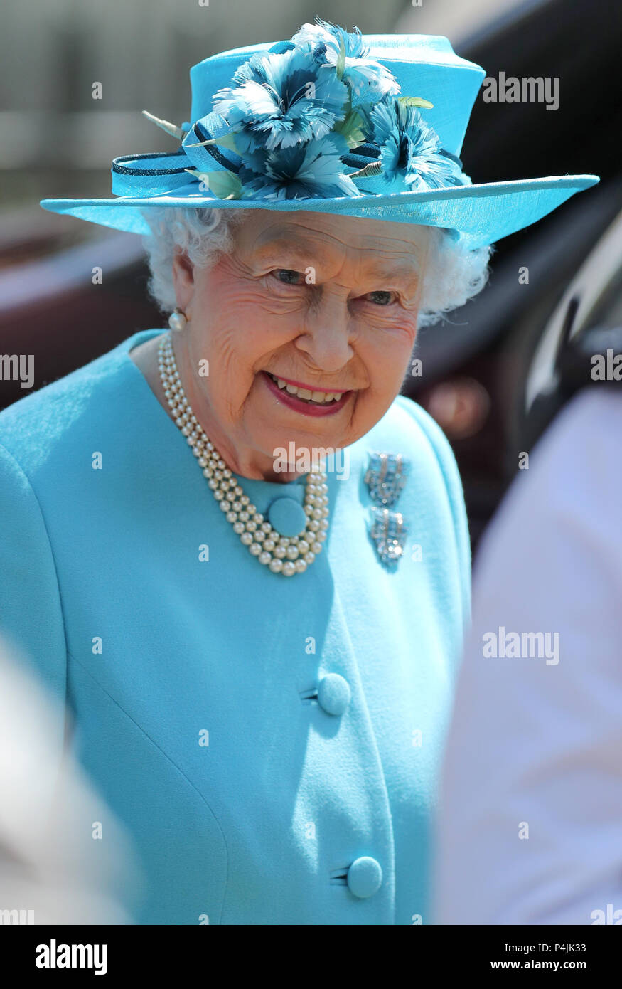 Britain's Queen Elizabeth II, attends St Mary's Church, Poplar Tower ...