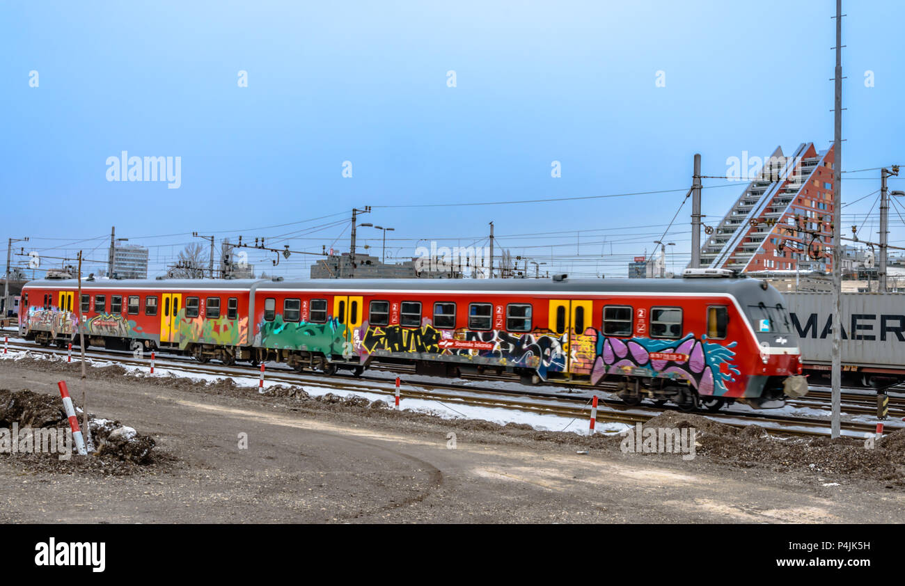 Red painted train station hi-res stock photography and images - Alamy