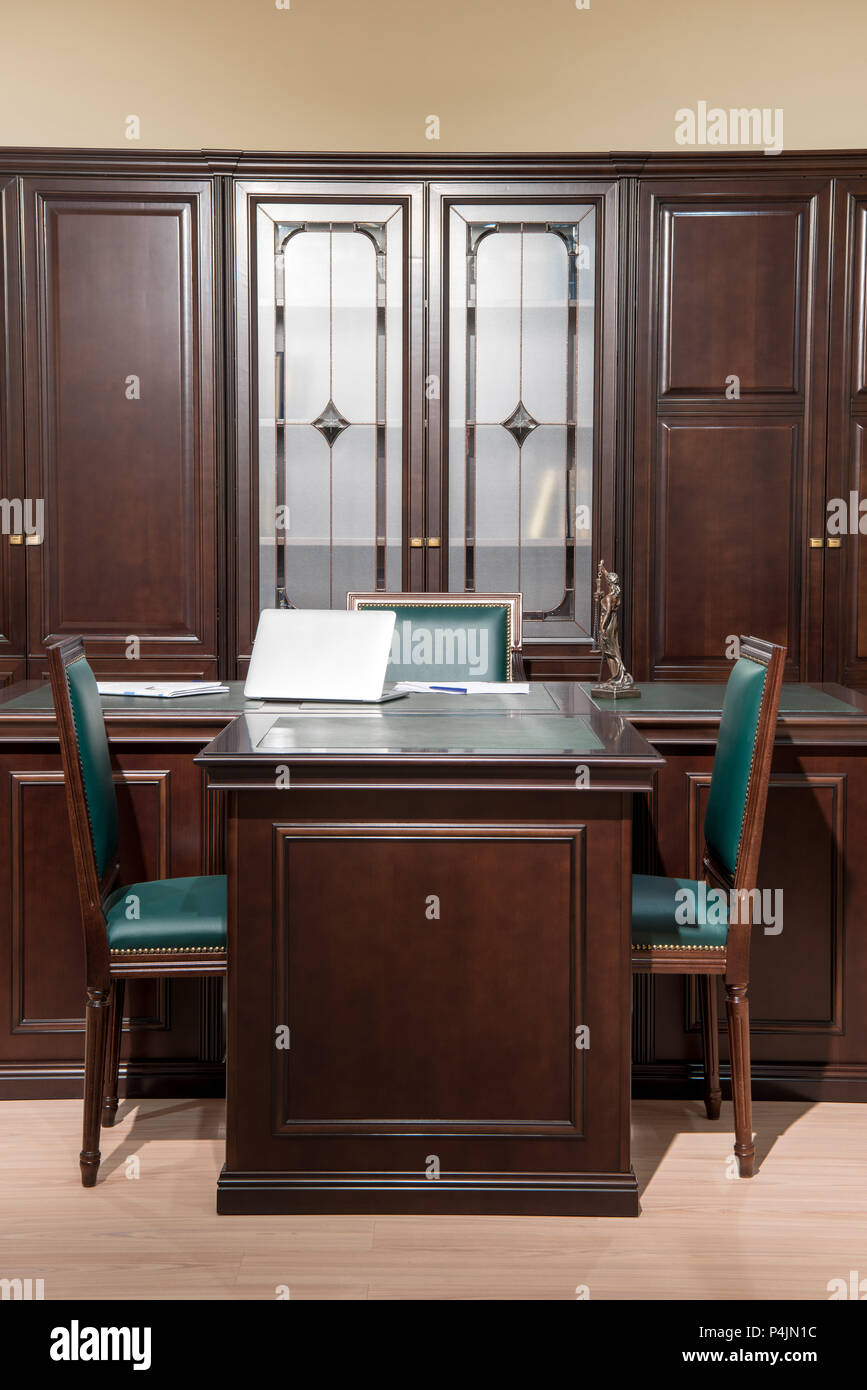 Interior of office room with chairs and table in classic design Stock ...