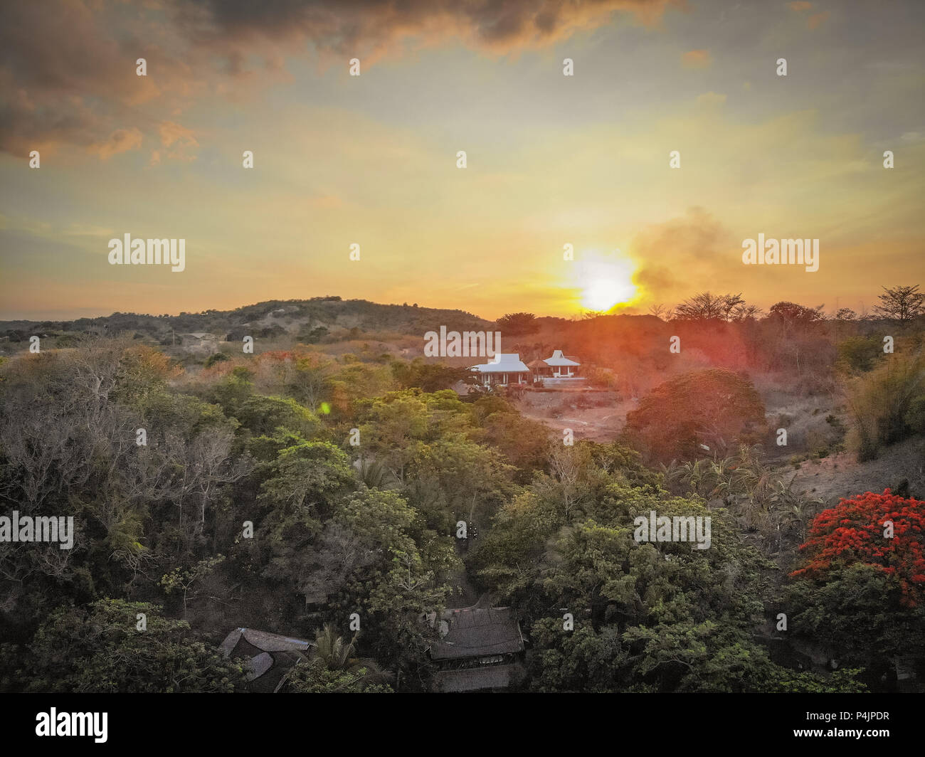 Aerial view of a beautiful sunset at a hill in Calatagan, Batangas ...