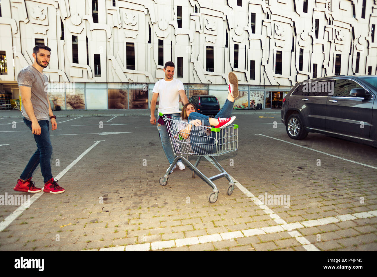 Man pushing cart sunset hi-res stock photography and images - Alamy