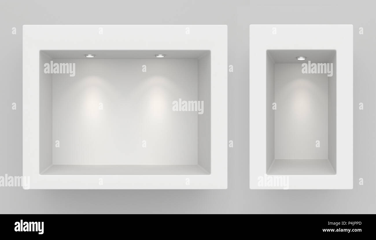 Shop window display, Empty storefront with light, showcase mock up 3D ...