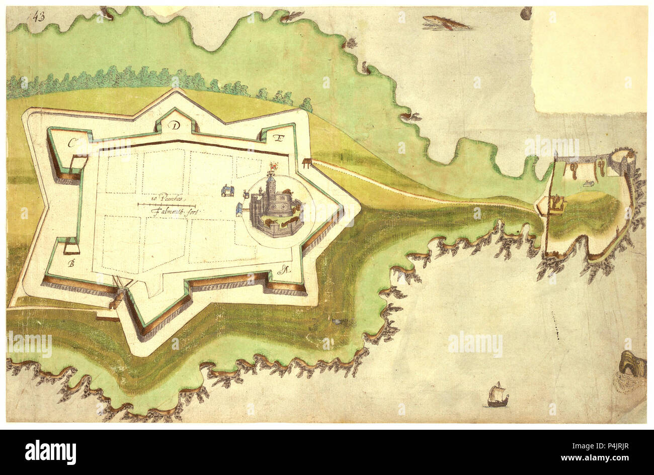 1590s Pendennis castle plan Stock Photo - Alamy