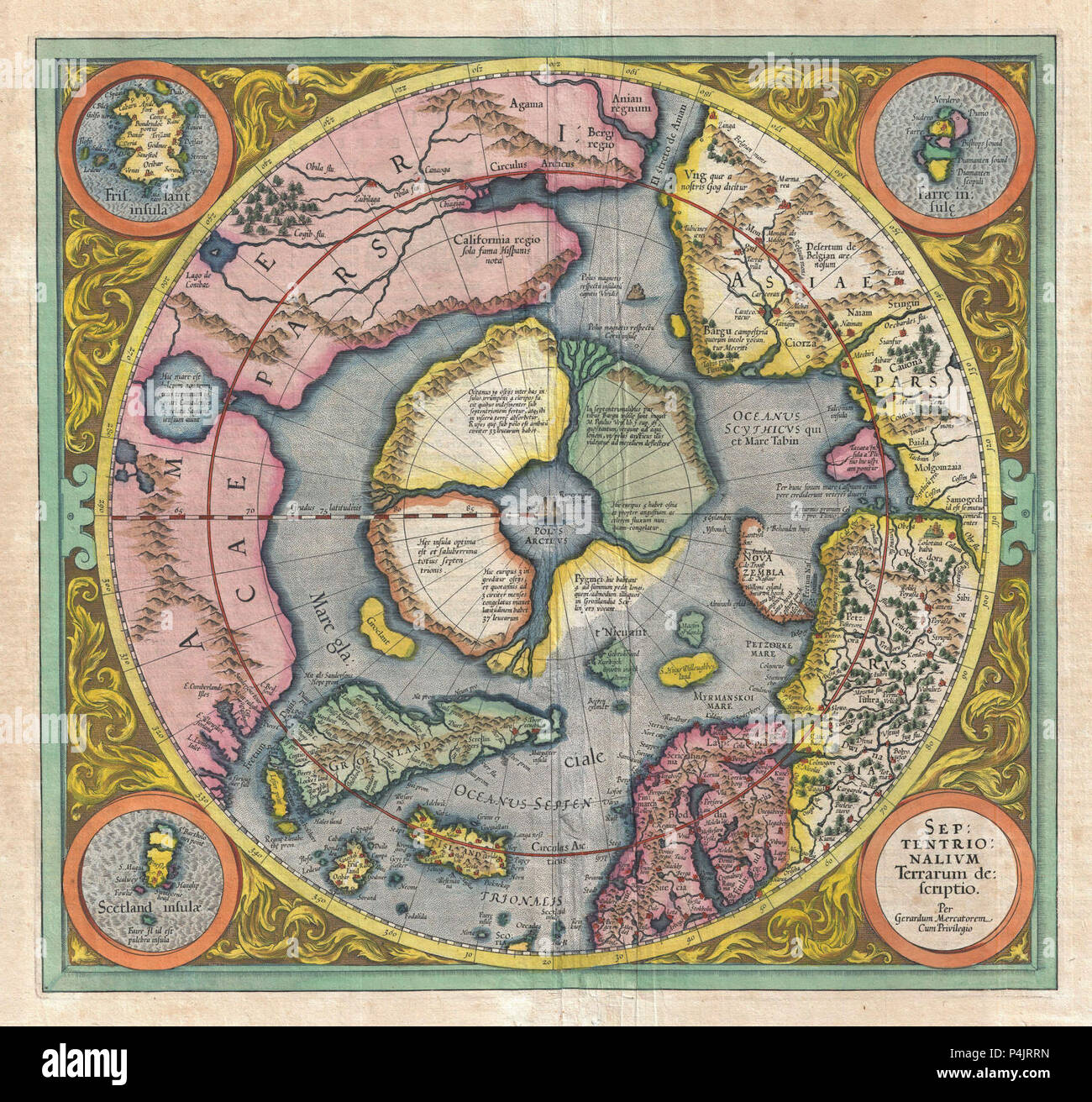 1606 Mercator Hondius Map of the Arctic (First Map of the North Pole ... 1606 Mercator Hondius Map of the Arctic (First Map of the North Pole ...