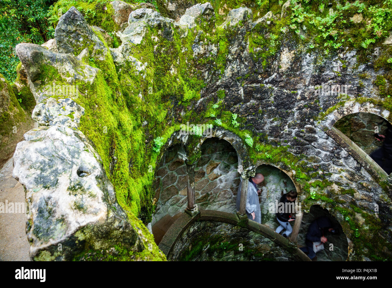 The Initiation Well pattern with blurred tourists in Sintra Stock Photo ...