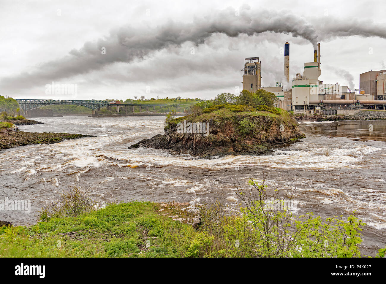Views of Crow island and the Irving Pulp and Paper Mill at Reversing ...