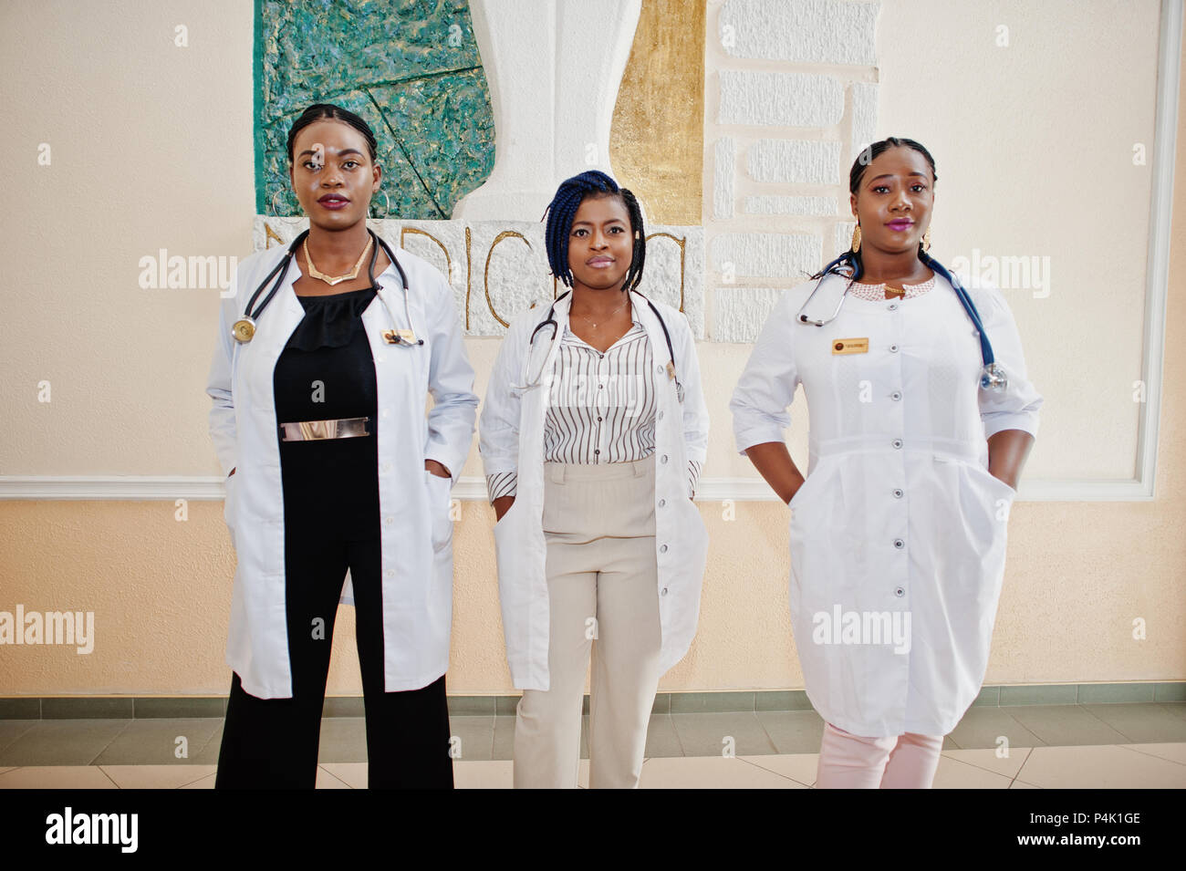 Group of african doctors students inside medical university Stock Photo ...