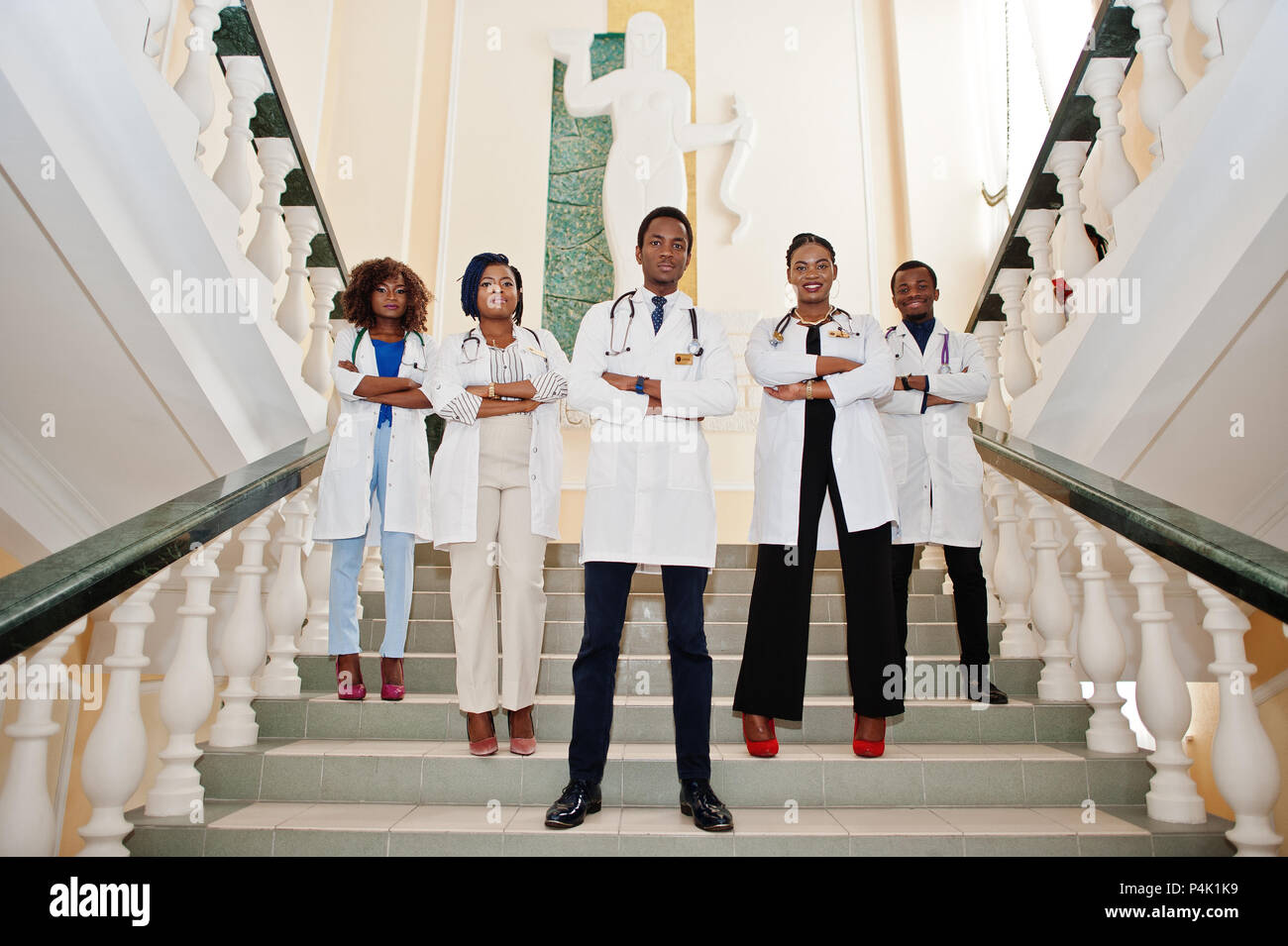 Group of african doctors students inside medical university Stock Photo ...